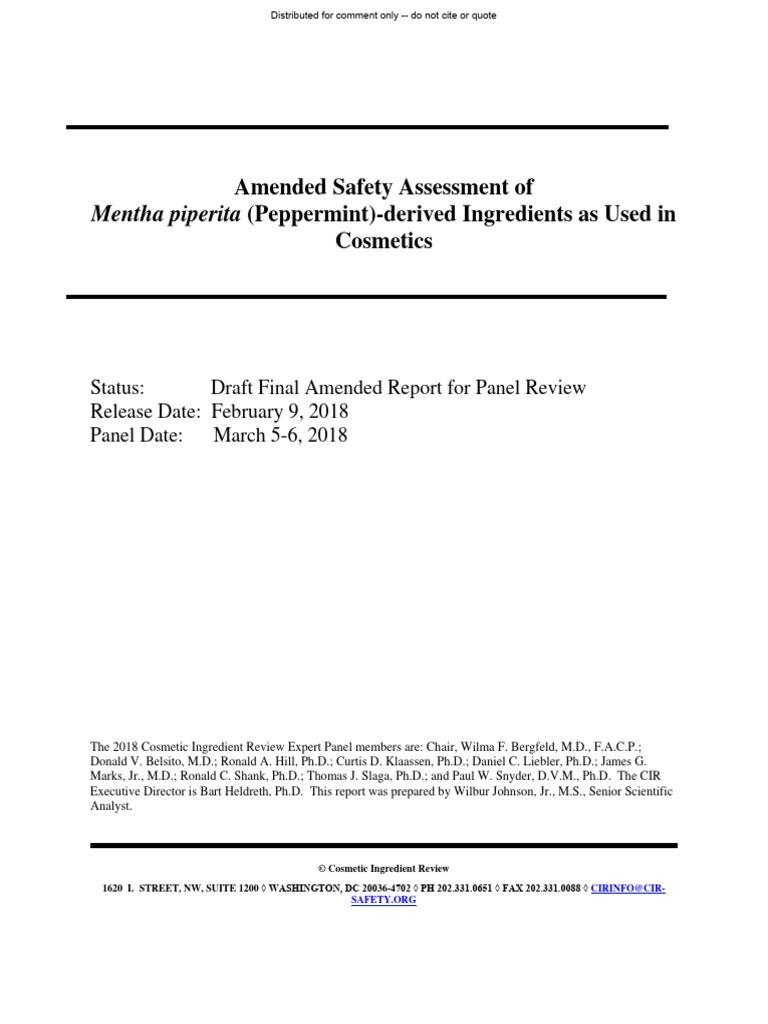 Safety Assessment of Menthol | PDF | Apoptosis | Solubility