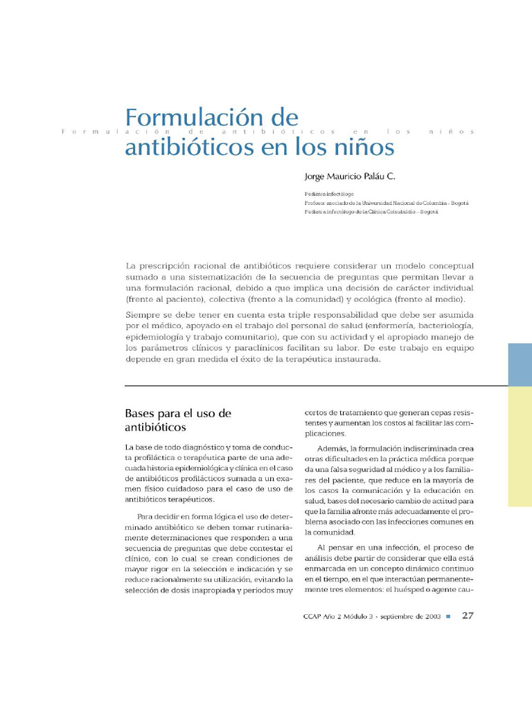 Formulacion de Antibioticos en Niños | PDF