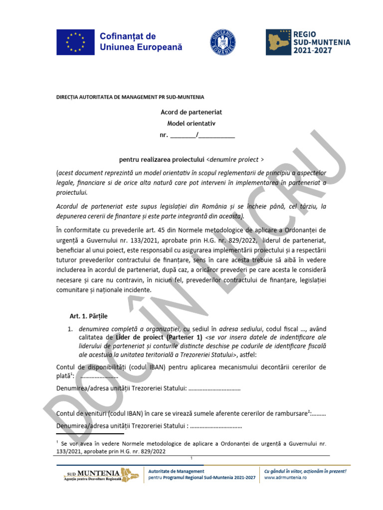 Anexa - Acordul de Parteneriat | PDF