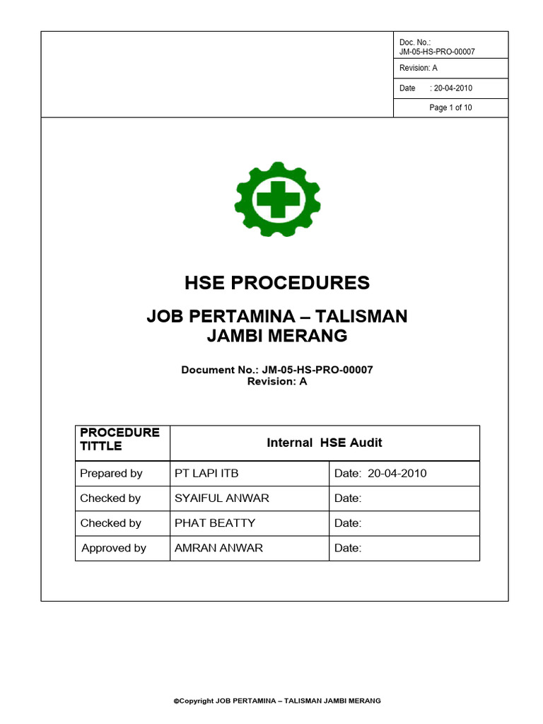 Internal HSE Audit | PDF