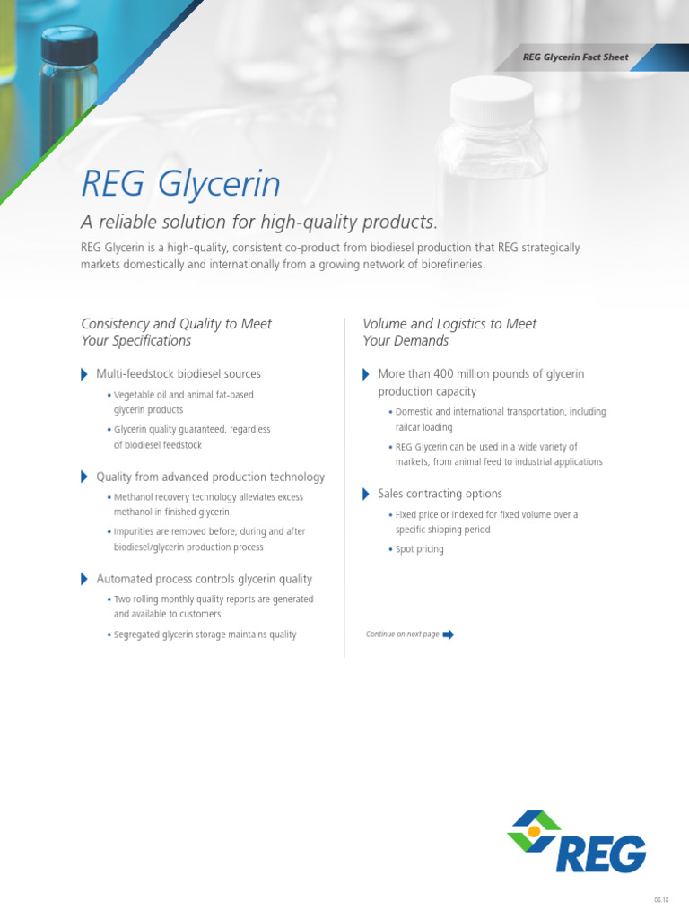 Reg-18114 Glycerin Fact Sheet Update | PDF | Glycerol | Biodiesel