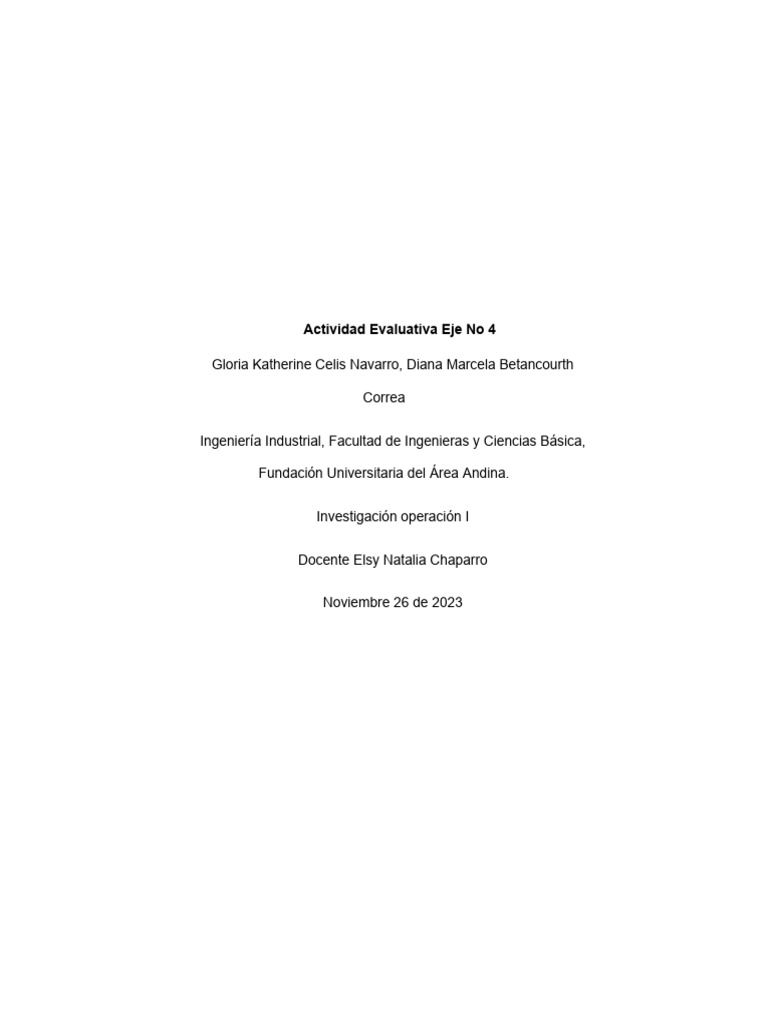Eje 4 Investigacion Operacional Eje 4 | PDF | Programación lineal | Science