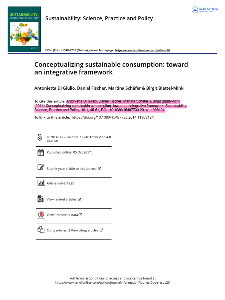 Artigo - 2014 - Conceptualizing Sustainable Consumption Integrative Framework | PDF ...