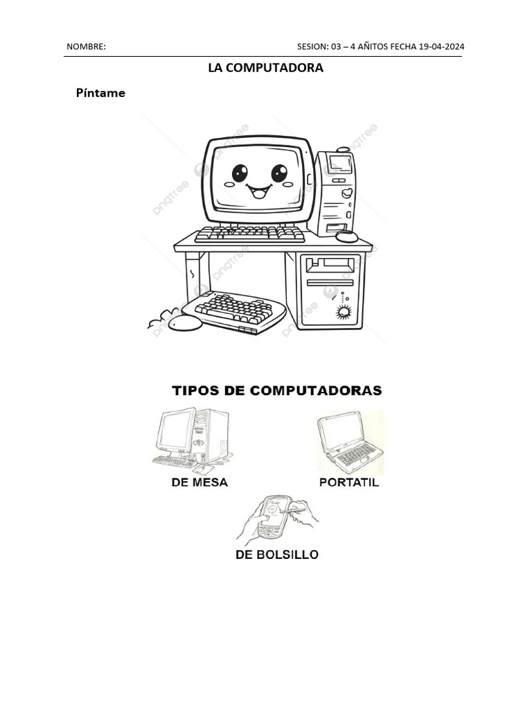 Sesion 03 19-04-2024 _COMPUTACIÓN_ 4 años KINDER para imprimir | PDF