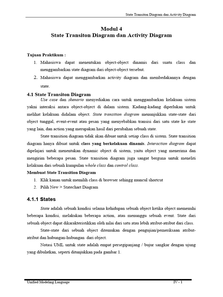 Modul 4 State Transiton Diagram dan Activity Diagram | PDF
