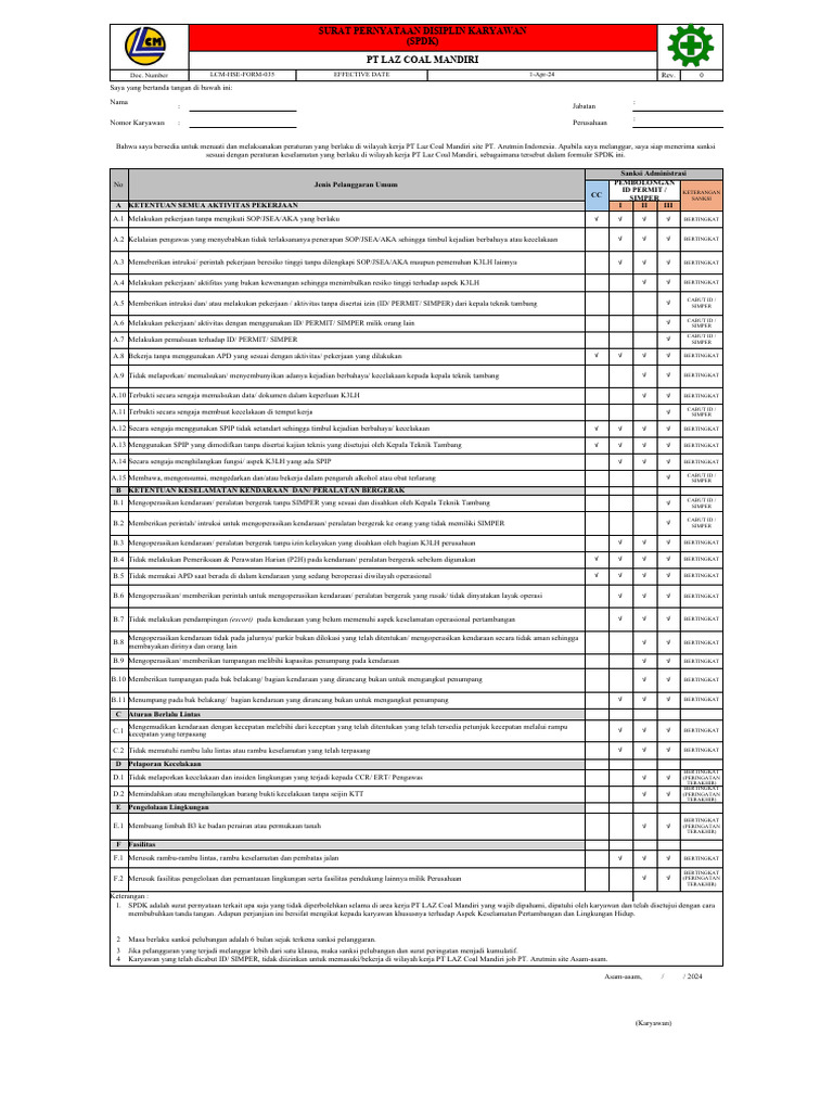 Lcm-Hse-Form-035 (SPDK) | PDF