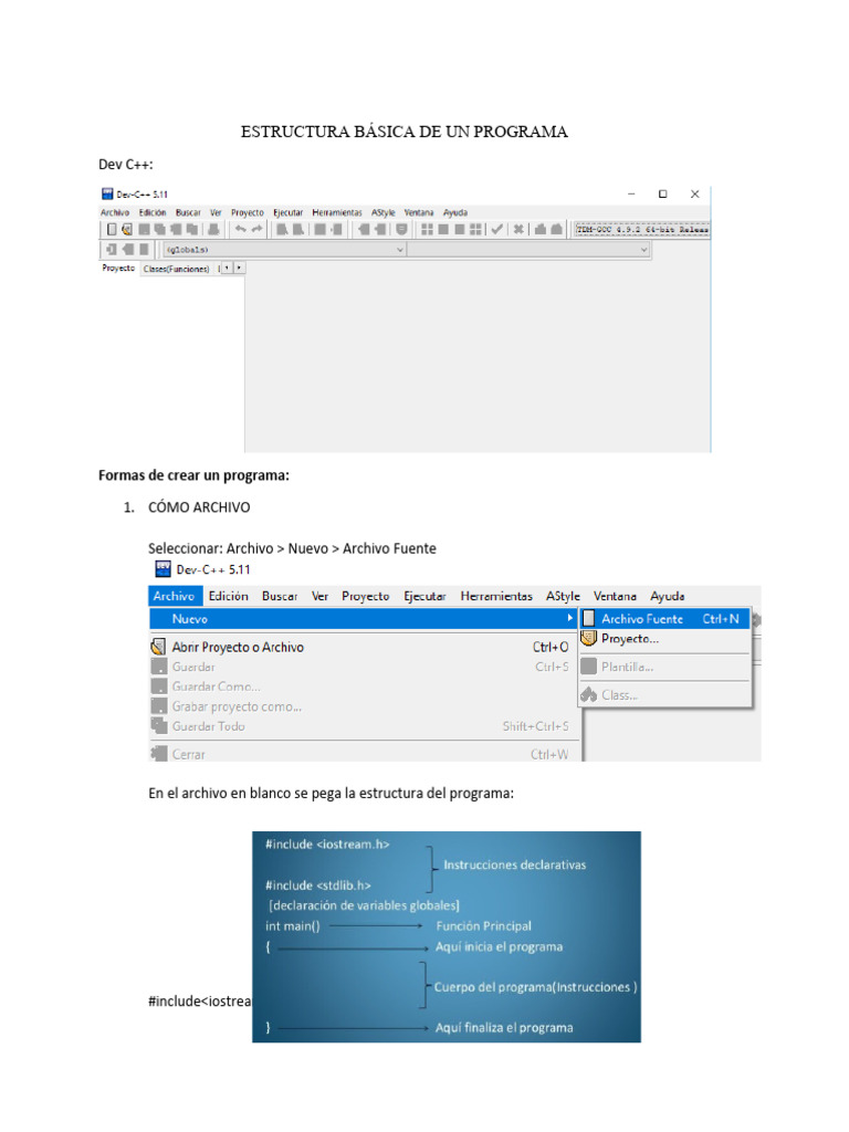 Estructura Básica de Un Programa | PDF