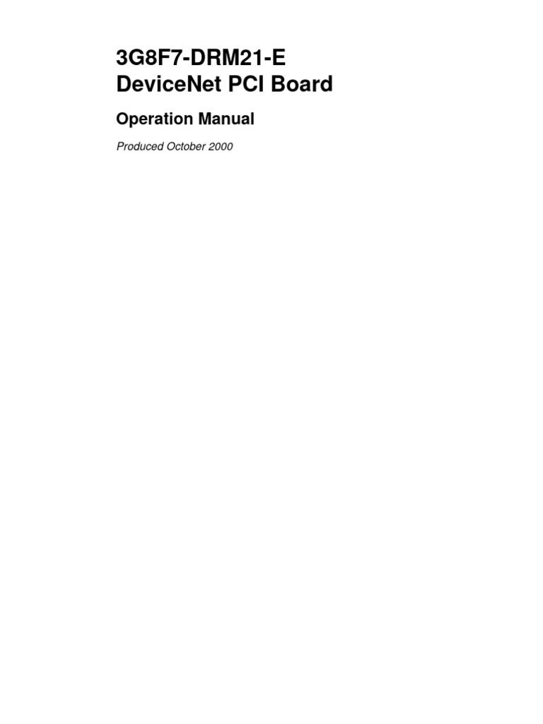 3G8F7-DRM21-E DeviceNet PCI Board Operation Manual | PDF | Input/Output | Electromagnetic ...