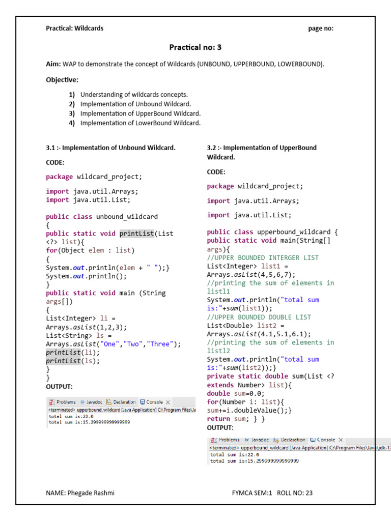 Wildcard | PDF | Object Oriented Programming | Computer Engineering