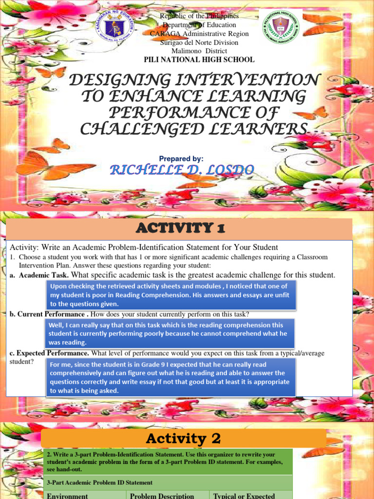 Losdo, Richelle D. - Designing Learning Intervention | PDF | Reading Comprehension | Cognition