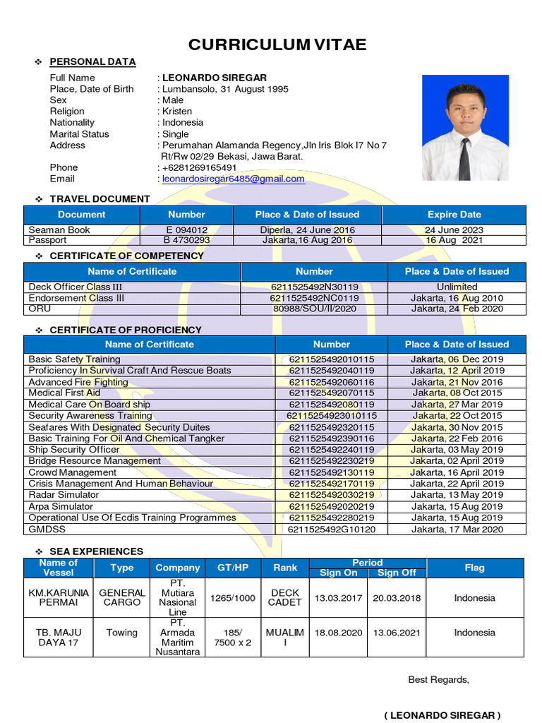 CV Leonardo | PDF | Jakarta | Shipping