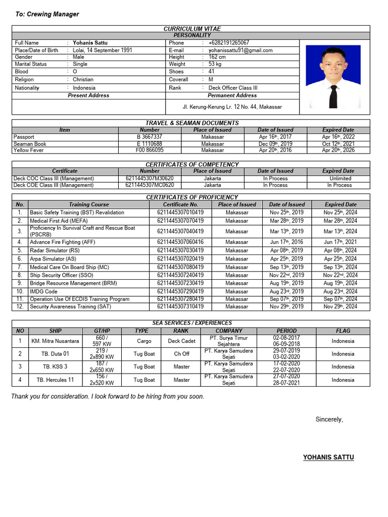 Yohanis Sattu | PDF | Ships | Water Transport