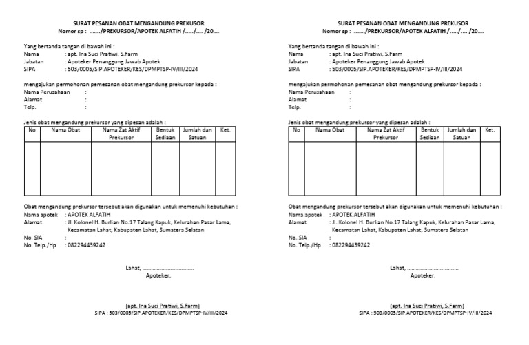 SP Prekursor Apotek Alfatih | PDF