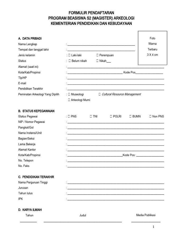 2 Formulir Pendaftaran S2 Ugm | PDF