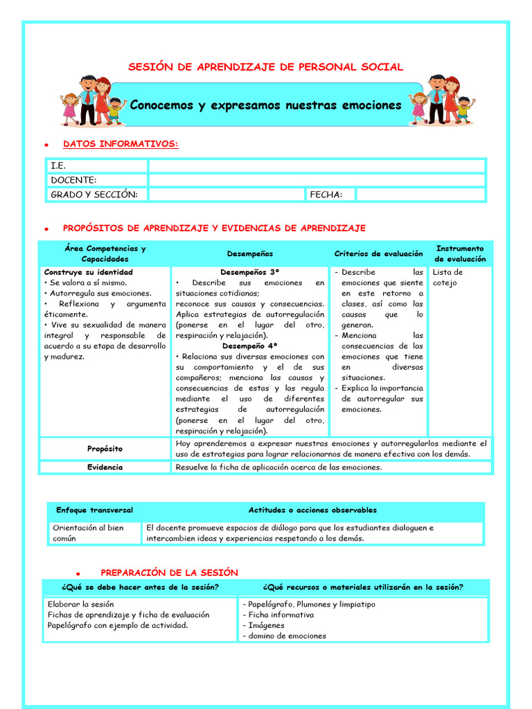 Sesión Lunes 13 P.S. Emociones | PDF | Las emociones | Aprendizaje