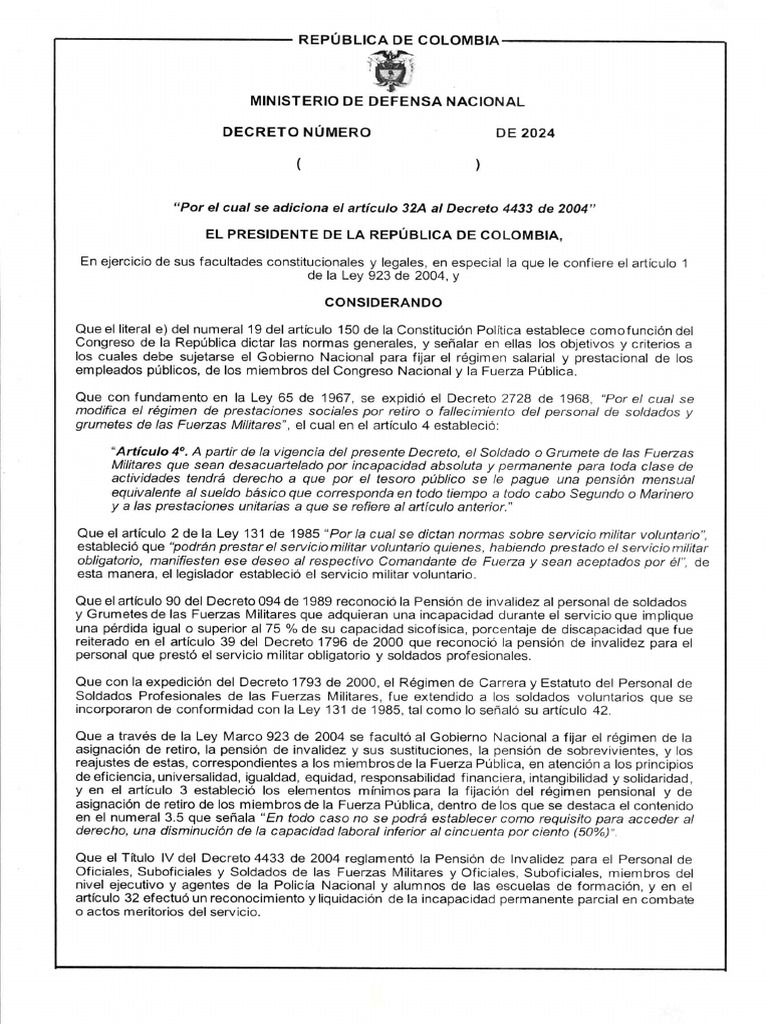 Proyecto de Decreto Matriz de Respuesta VF 2024 | PDF | Pensión | Servicio militar