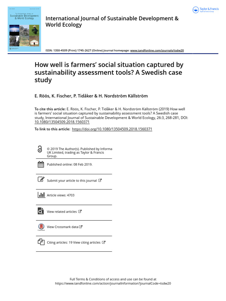 How Well Is Farmers Social Situation Captured by Sustainability ...