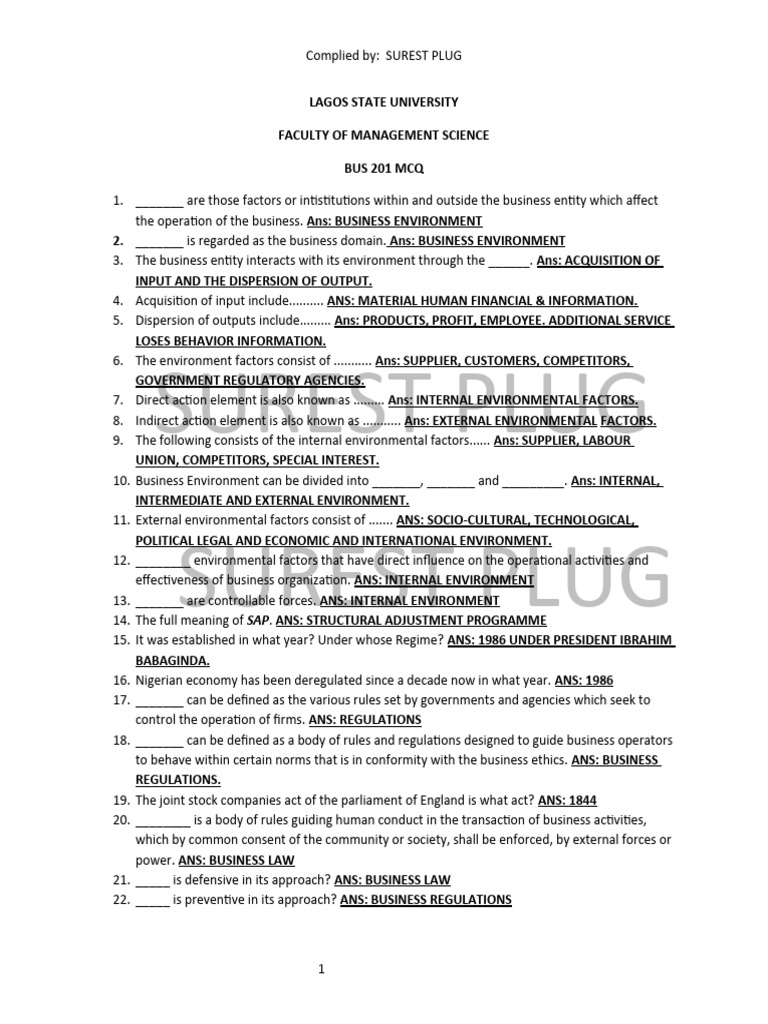 Business Environment Overview for BUS 201 | PDF | Consideration ...