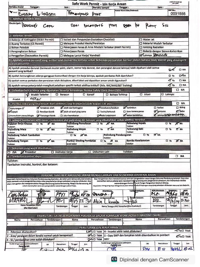 Safe Work Permit Maret 24 - 11zon | PDF