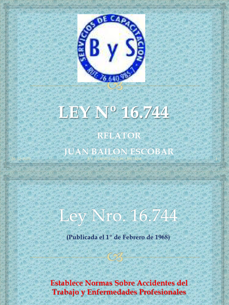 Charla Ley 16.744 | PDF | Seguridad y salud ocupacional