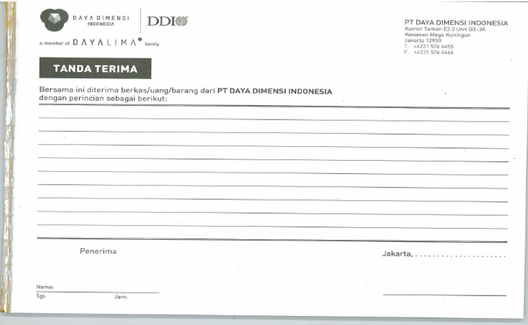 Form - Tanda Terima | PDF