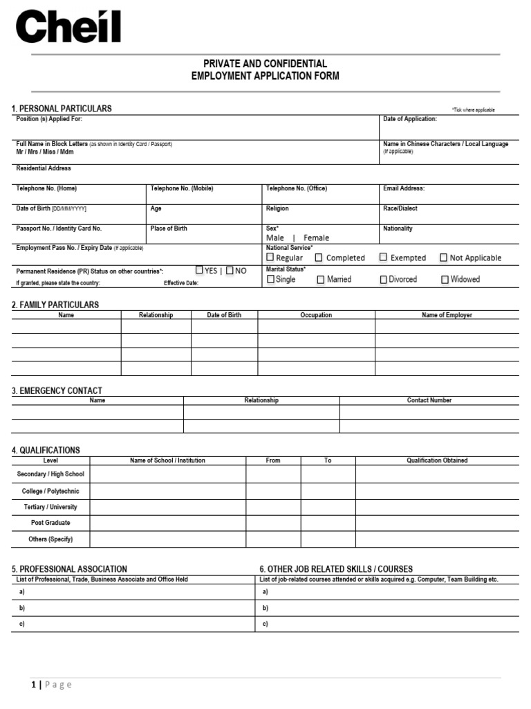 Employment Application Form Template | PDF | Employment | Salary