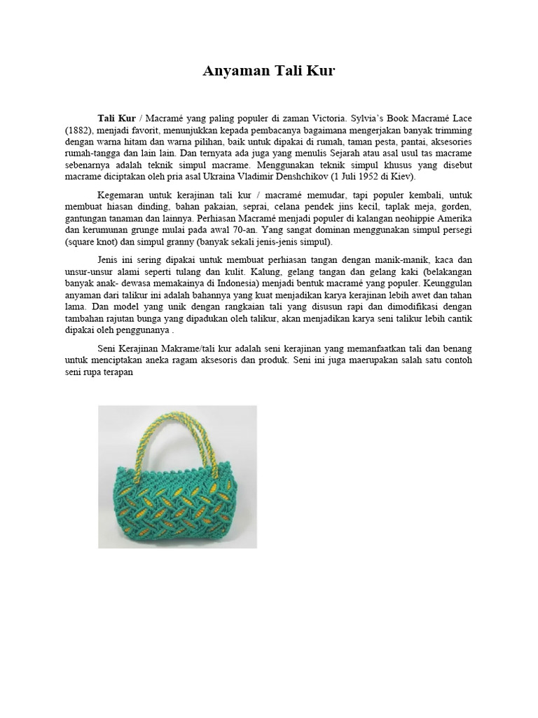 Anyaman Tali Kur | PDF