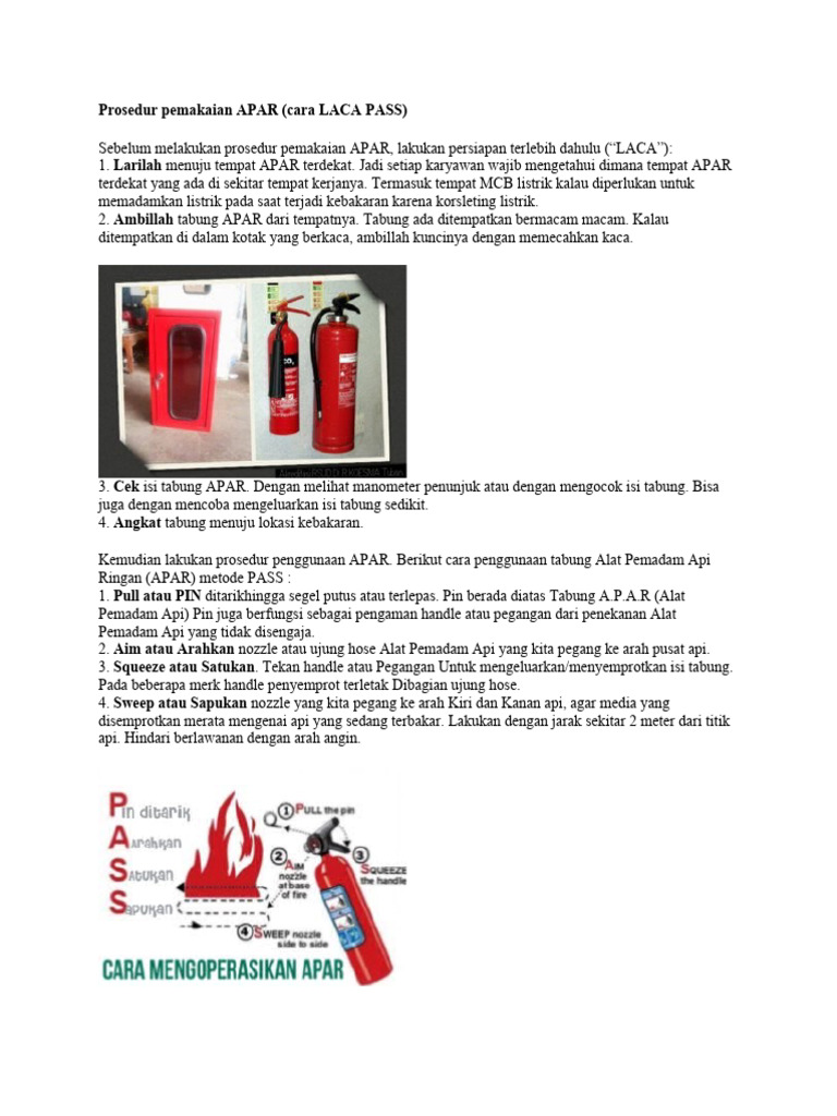 Prosedur Pemakaian APAR | PDF | Teknologi & Rekayasa