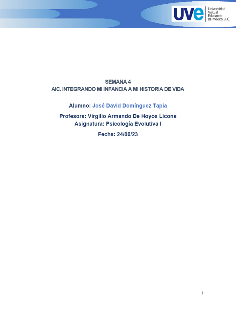 AIC. Integrando Mi Infancia A Mi Historia de Vida | PDF | Empatía ...