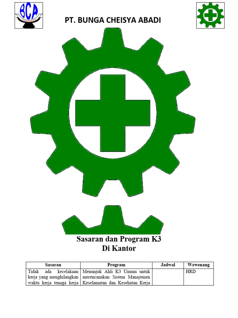 Sasaran Dan Program K3 Di Kantor | PDF