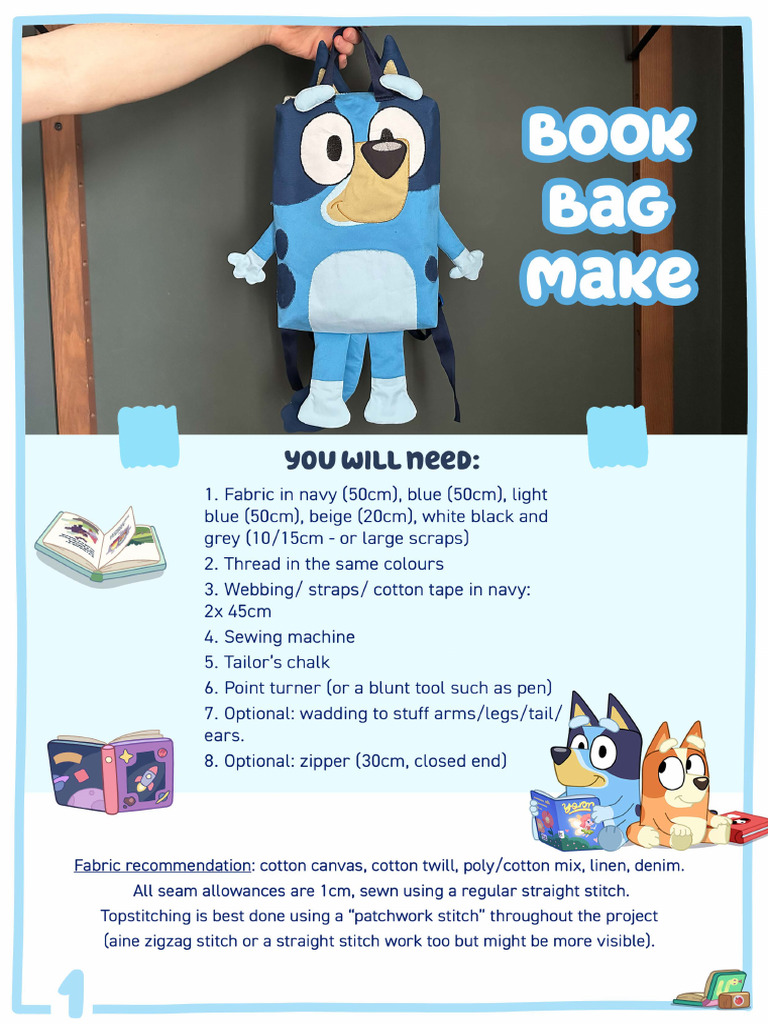 Bluey Book Bag Make Instructions | PDF