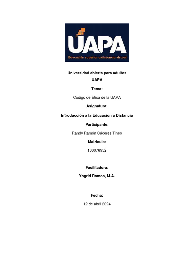 Código de Ética de La UAPA | PDF | Institución | Democracia