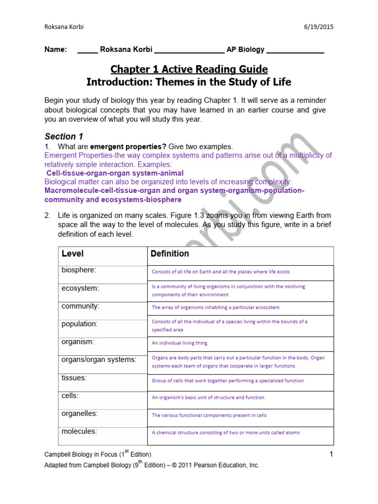 chapter-1-active-reading-guide | PDF | Hypothesis | Life