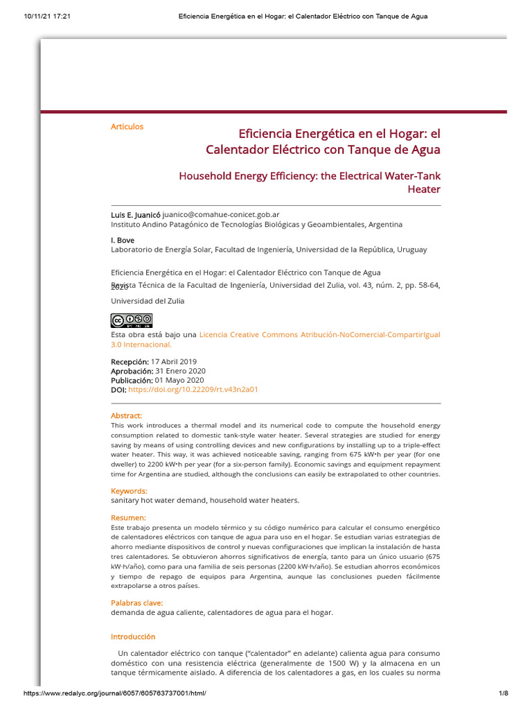 Eficiencia Energética en El Hogar - El Calentador Eléctrico Con Tanque de Agua | PDF | Uso ...