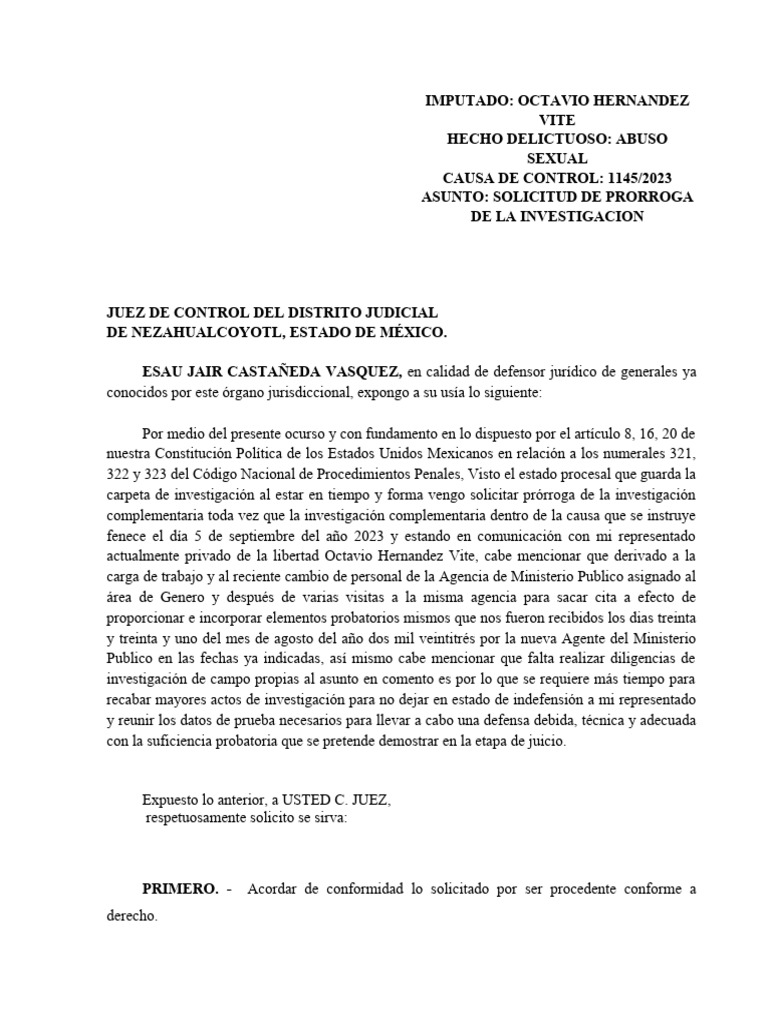 Solicitud de Prorroga | PDF | Judicaturas | Gobierno