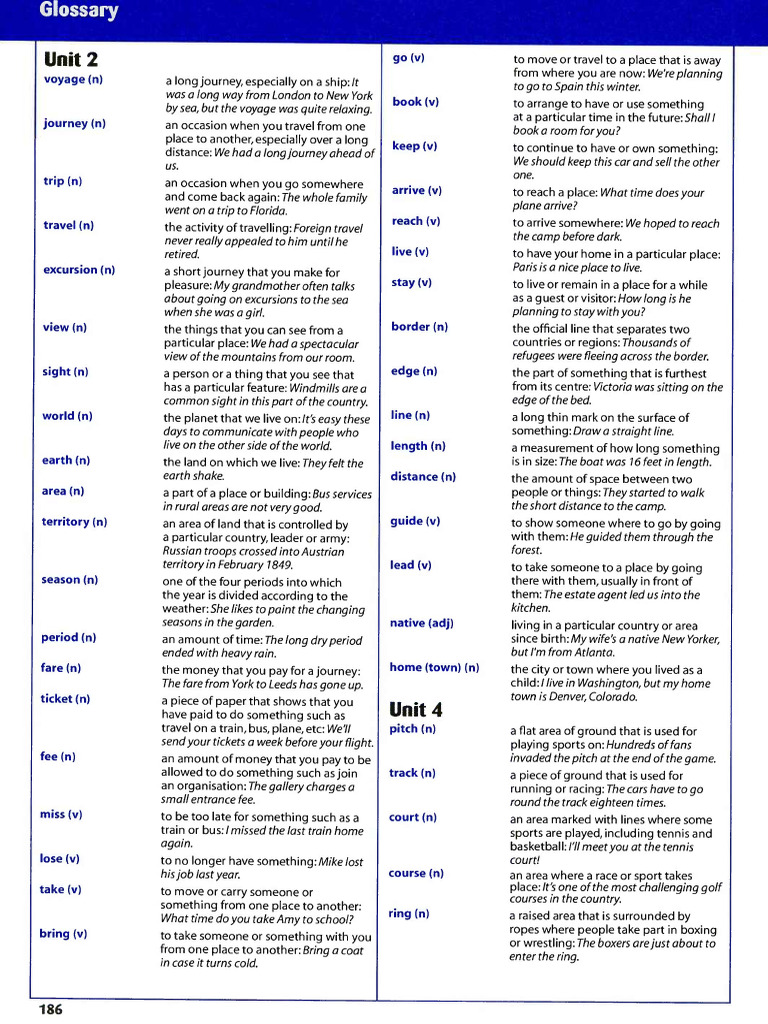 Glossary - Destination B2. Grammar Vocabulary With Answer Key | PDF