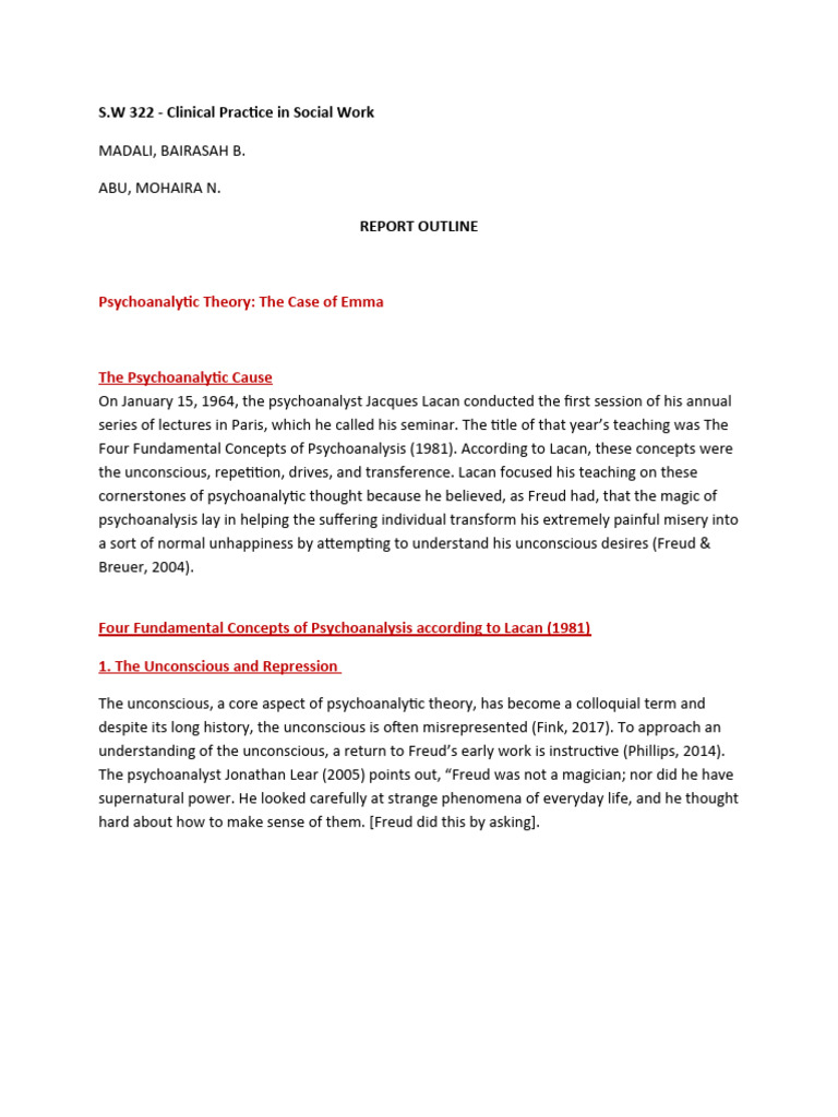 SW Clinical Practice-WPS Office | PDF | Psychoanalysis | Unconscious Mind