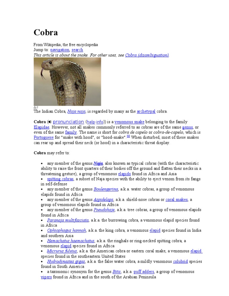 An Overview of the Diverse Species Commonly Referred to as Cobras ...