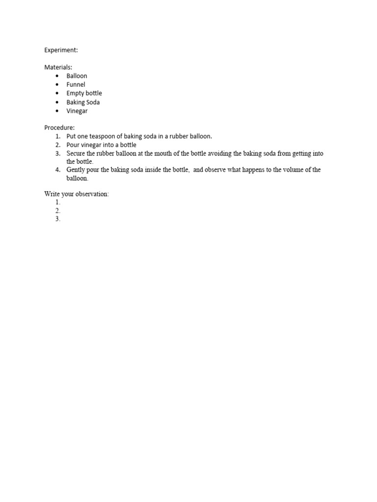 Experiment Avogadro | PDF | Cooking, Food & Wine