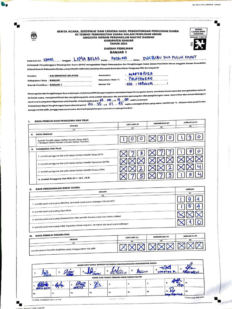 TPS 10 Pasayangan C Hasil DPRD Kab Kota | PDF
