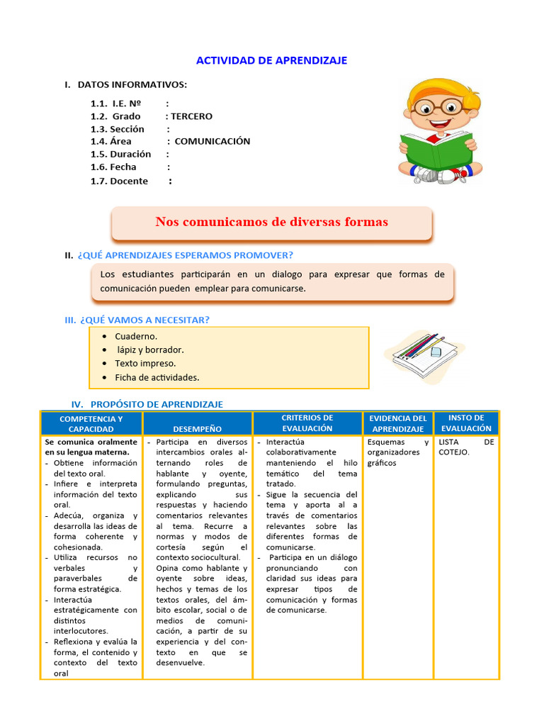 D3 A2 SESION COM. Nos comunicamos de diversas formas | PDF ...