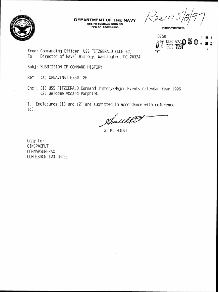 Department of The Navy: Fitzgerald (DDG Fpo Ap 1 | PDF | United States ...