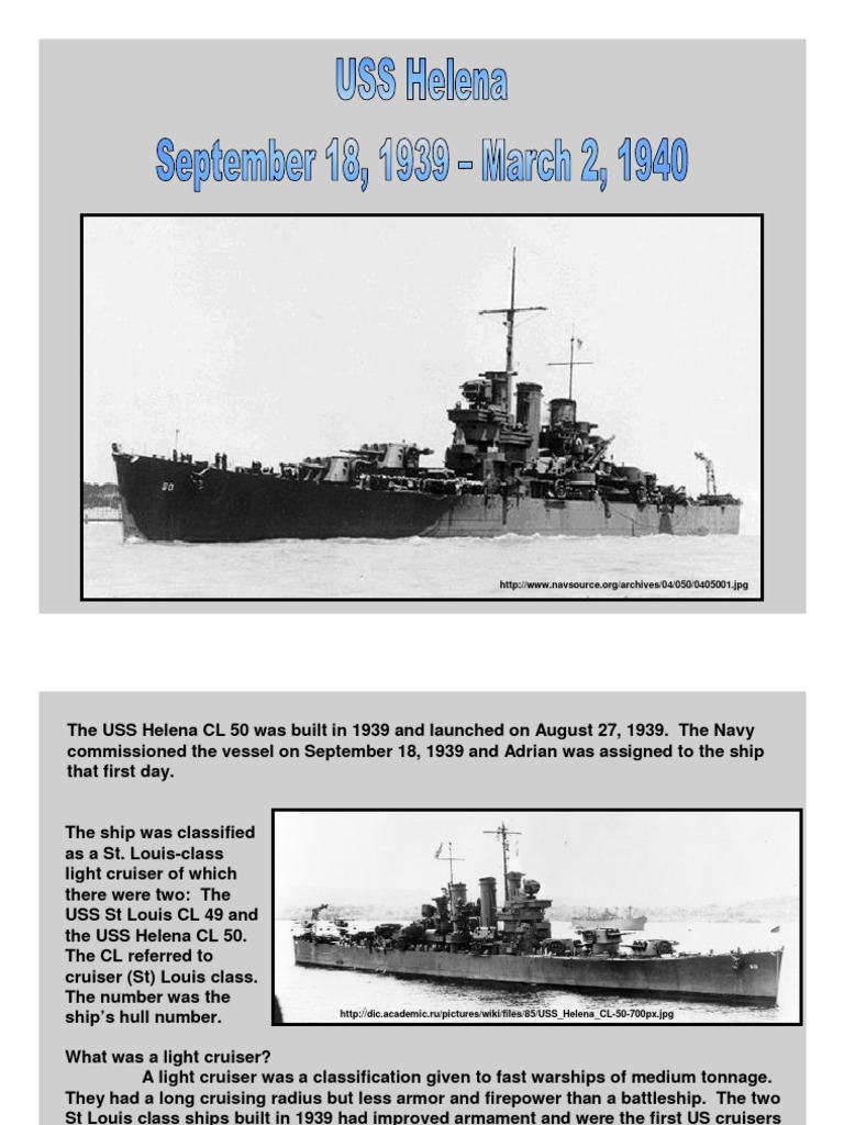 Uss Helena PPT PT 1 | PDF | Cruiser | Battleship