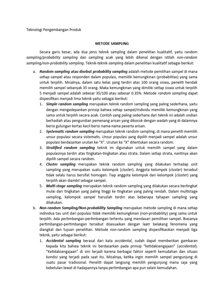 Metode Sampling | PDF