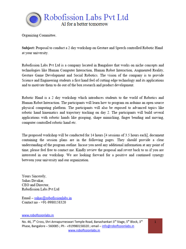 Robotic Hand Proposal Pdf Robotics Engineering