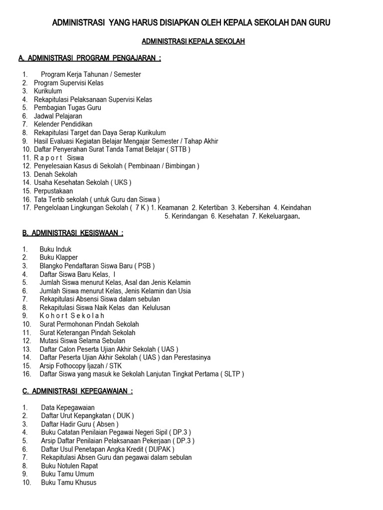 Administrasi Kepala Sekolah SD 2025 | PDF | Karier & Perkembangan