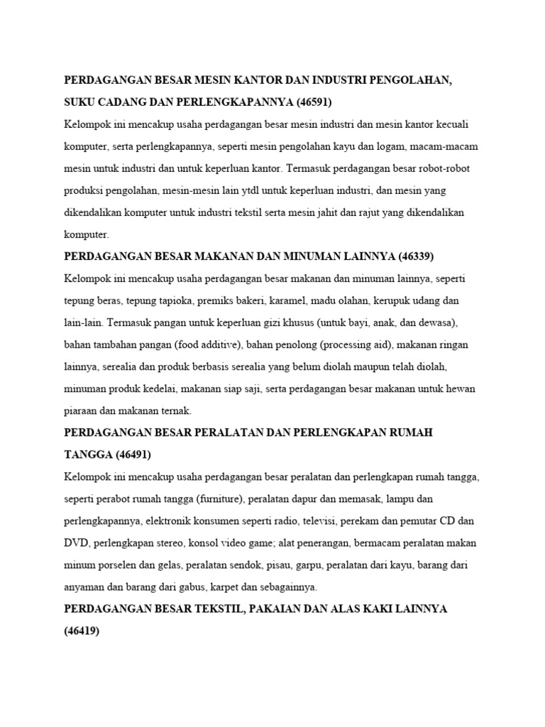 Kategori Perdagangan Besar dan Eceran | PDF