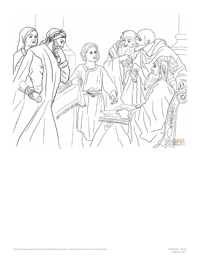 Niño Jesús en el Templo para Colorear | PDF