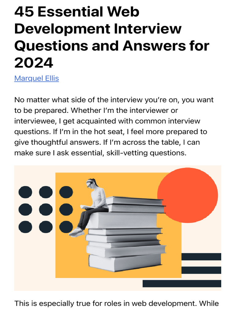 45 Essential Web Development Interview Questions And Answers For 2024 Pdf World Wide Web 