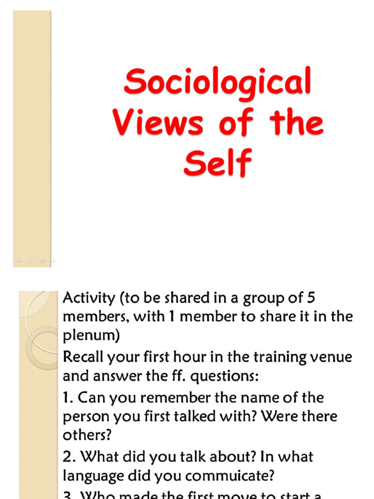 Sociological Self 1 | PDF
